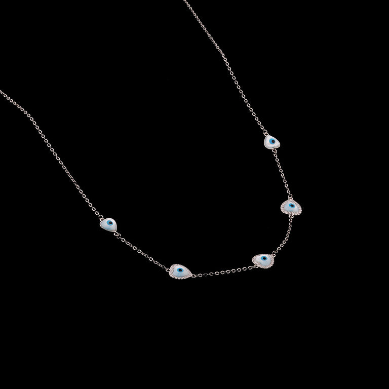 SILVER EVIL EYE SILVER NECK CHAIN – Aira by Navrathan