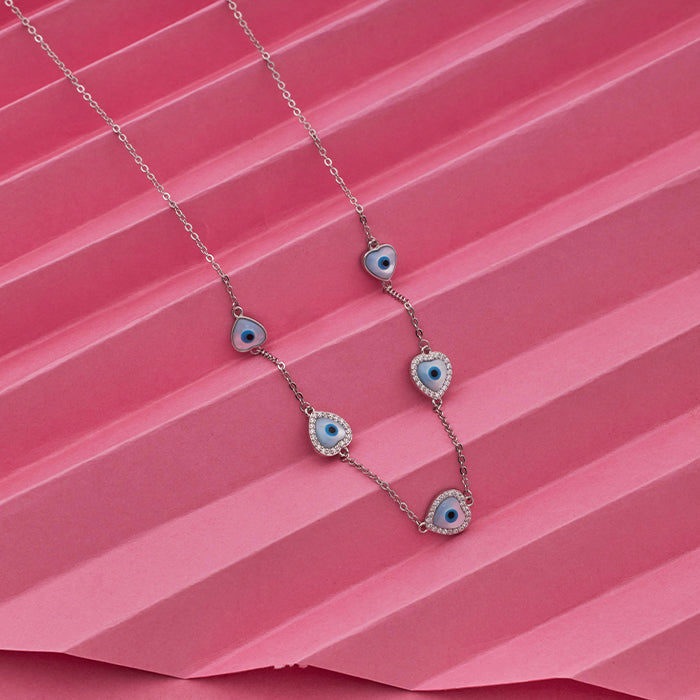 SILVER EVIL EYE SILVER NECK CHAIN – Aira by Navrathan